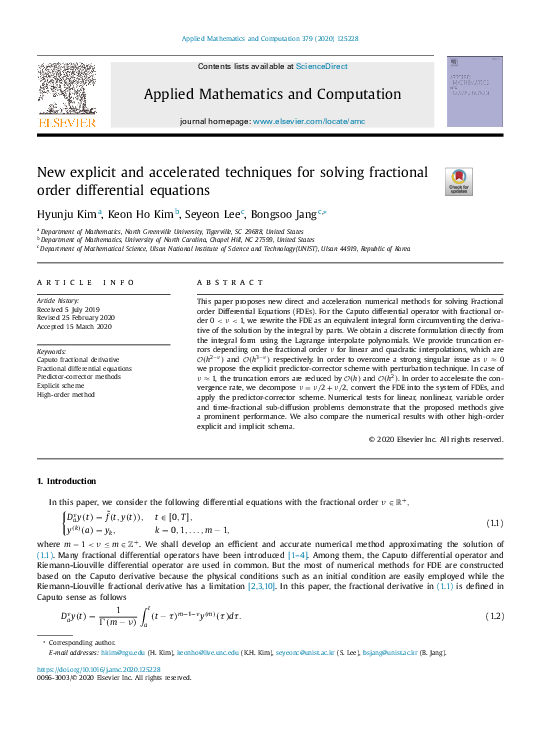 Pdf New Explicit And Accelerated Techniques For Solving Fractional