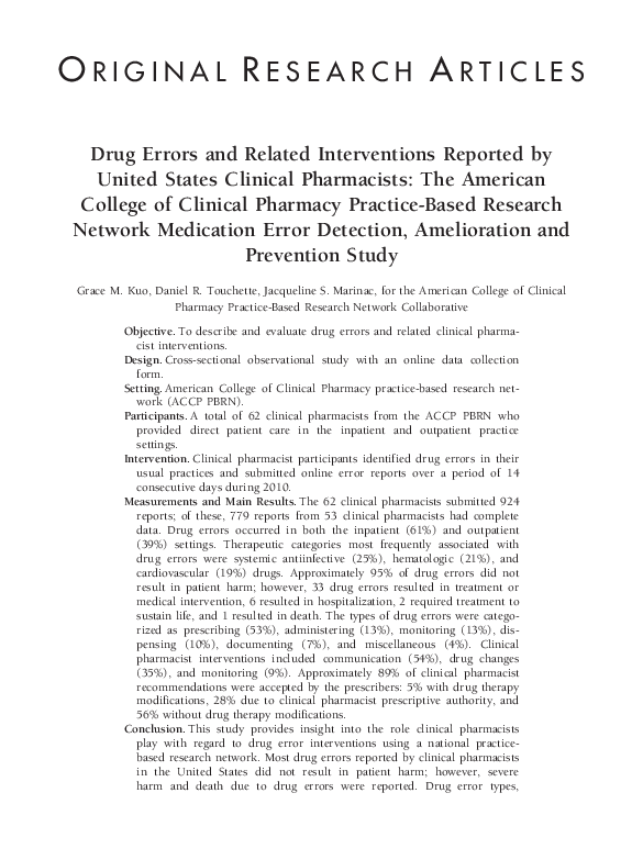 (PDF) Network Medication Error Detection, Amelioration and Prevention Study