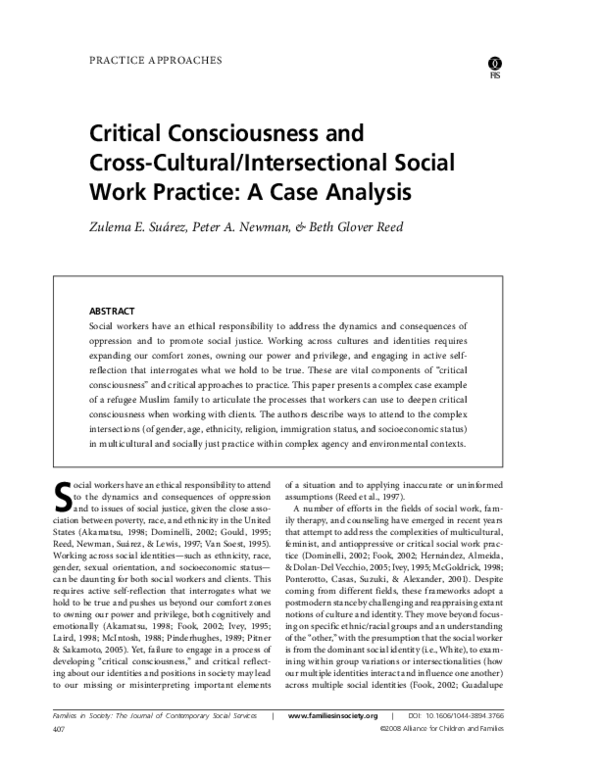 (PDF) Critical Consciousness and Cross-Cultural/lntersectional Social ...