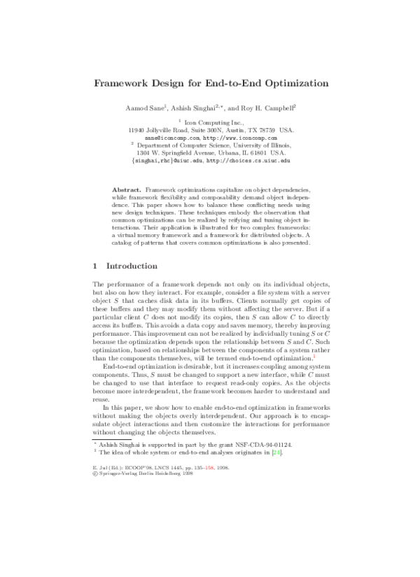 (PDF) Framework design for end-to-end optimization | Roy Campbell - Academia.edu