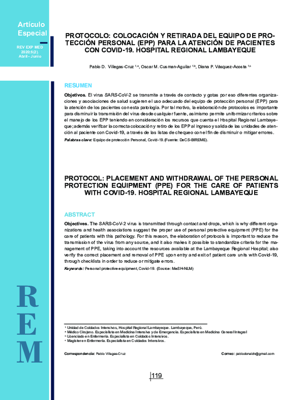 (PDF) Protocolo: Colocación y Retirada Del Equipo De Protección Personal (Epp) Para La Atención ...