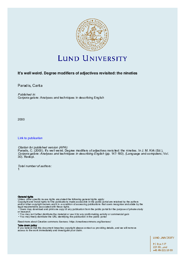 (PDF) Degree modifiers of adjectives revisited: the nineties1