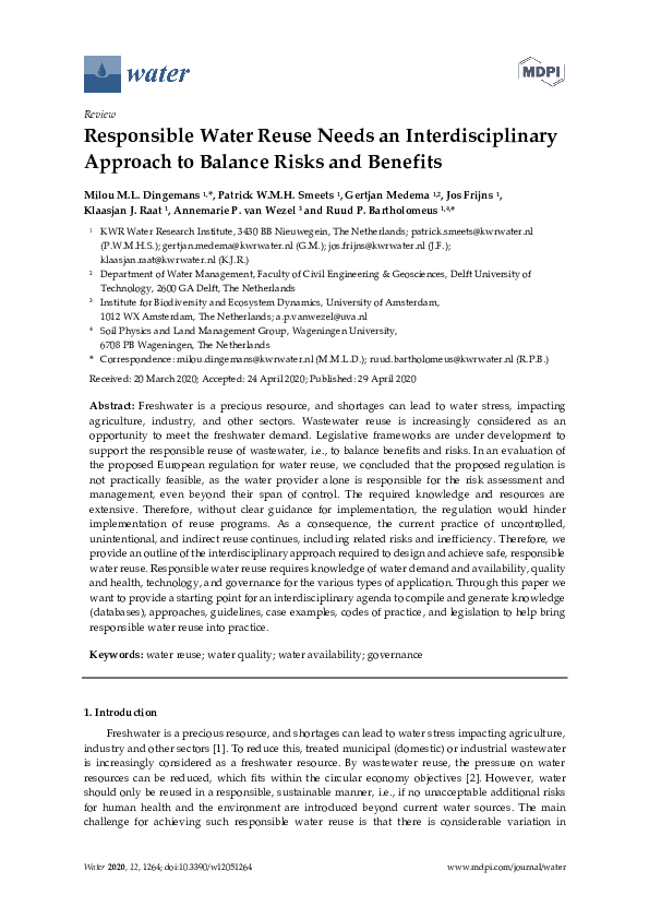 (PDF) Responsible Water Reuse Needs an Interdisciplinary Approach to ...