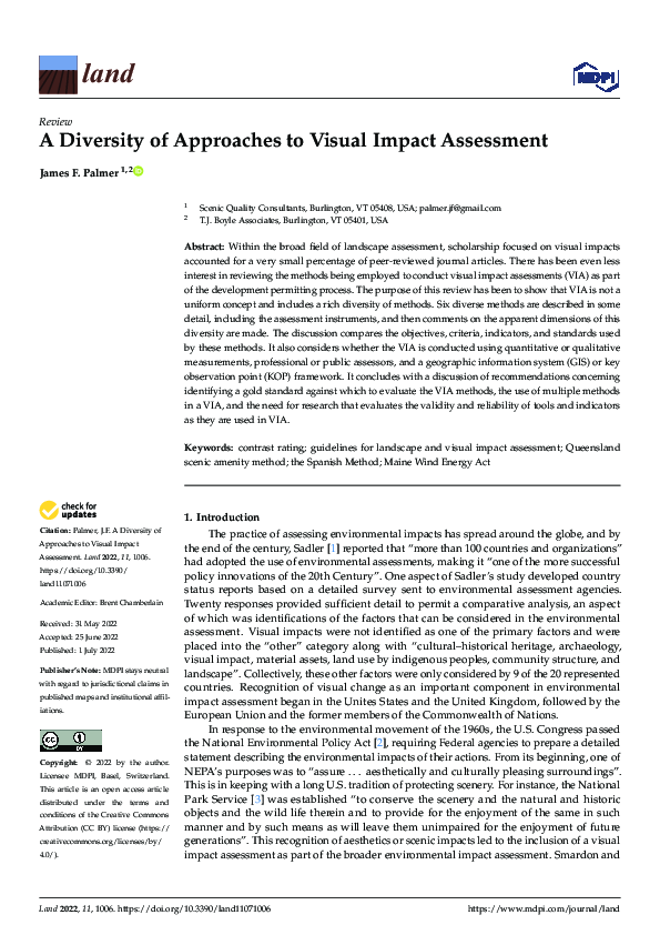 A Diversity of Approaches to Visual Impact Assessment