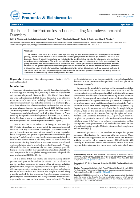 (PDF) The Potential for Proteomics in Understanding Neurodevelopmental Disorders