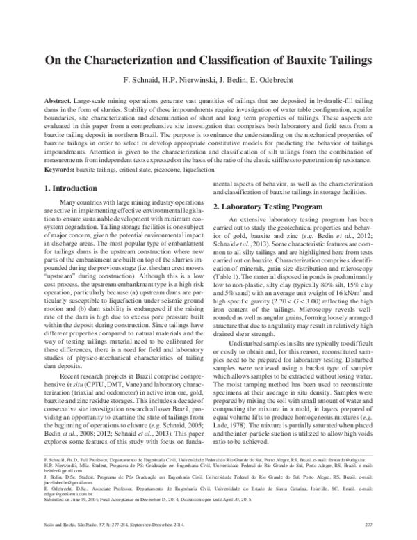 (PDF) On the Characterization and Classification of Bauxite Tailings