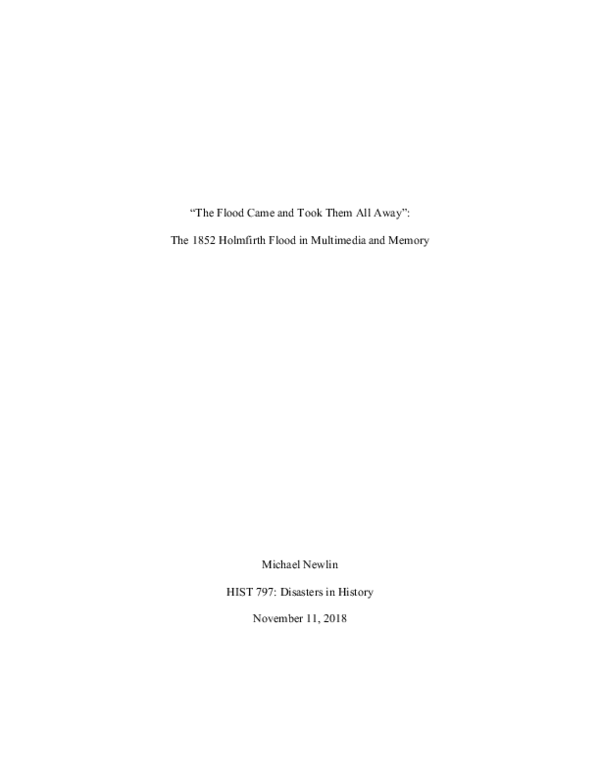 (PDF) “The Flood Came and Took Them All Away”: The 1852 Holmfirth Flood ...