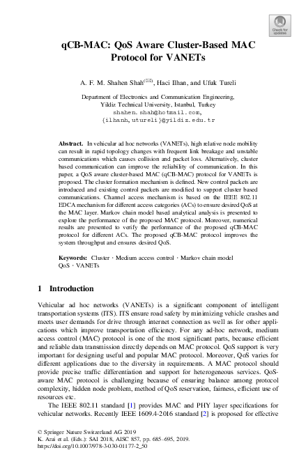 (PDF) qCB-MAC: QoS Aware Cluster-Based MAC Protocol for VANETs
