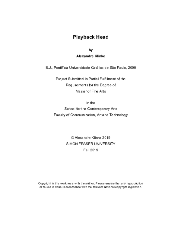 (PDF) Playback Head