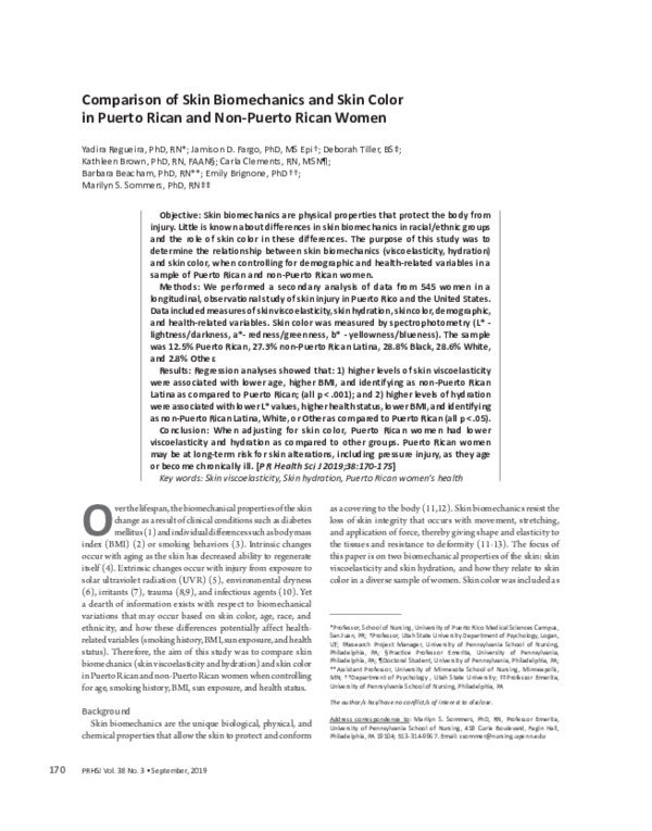 (PDF) Comparison of Skin Biomechanics and Skin Color in Puerto Rican ...