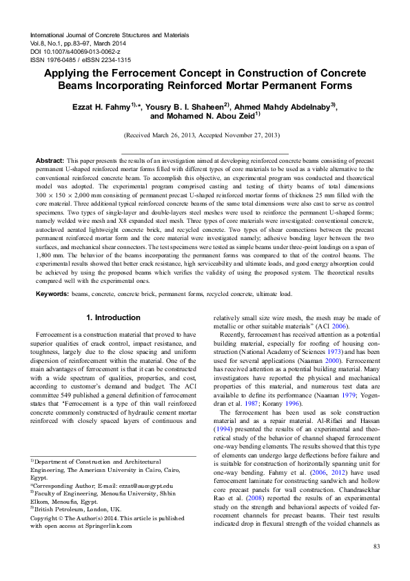 (PDF) Applying the Ferrocement Concept in Construction of Concrete ...