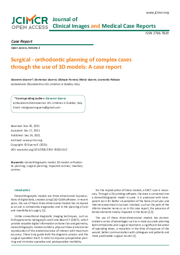 (PDF) Surgical - orthodontic planning of complex cases through the use ...