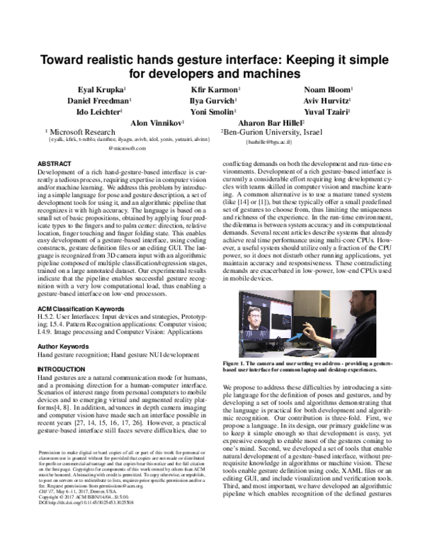 (PDF) Toward Realistic Hands Gesture Interface