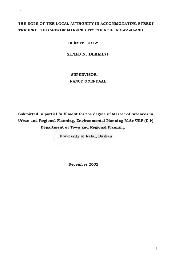 (PDF) The role of the local authority in accommodating street trading ...