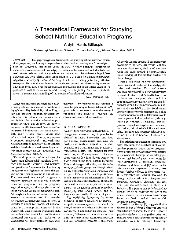 (PDF) A theoretical framework for studying school nutrition education ...