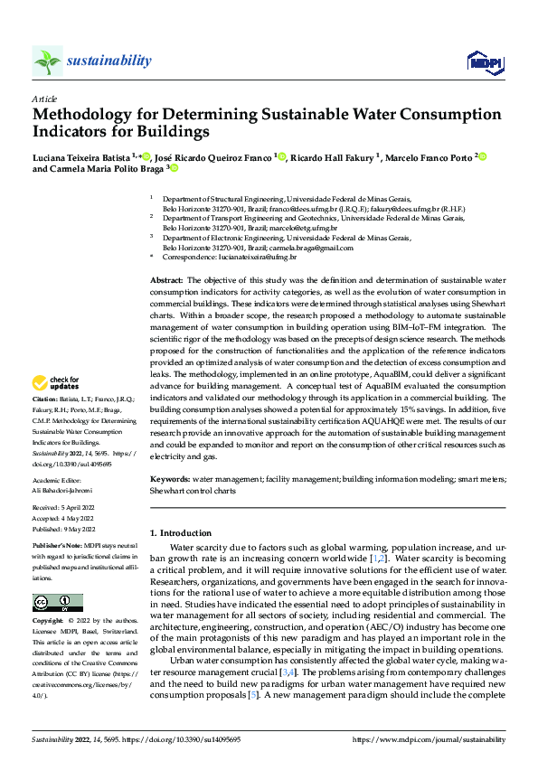 (PDF) Methodology for Determining Sustainable Water Consumption ...