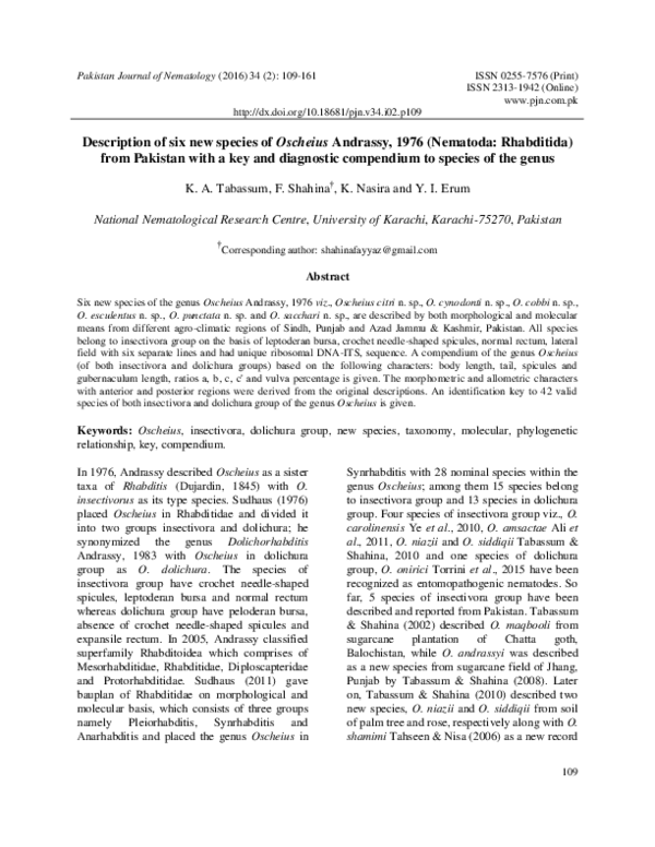 (PDF) Description of six new species of Oscheius Andrassy, 1976 ...