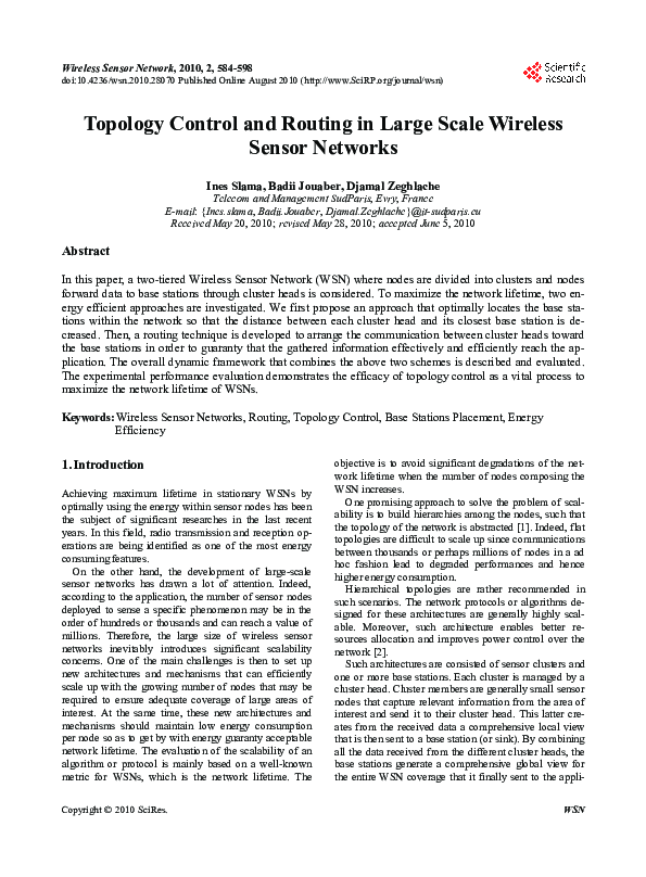 Pdf Topology Control And Routing In Large Scale Wireless Sensor Networks
