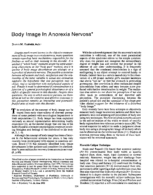 (PDF) Body Image in Anorexia Nervosa