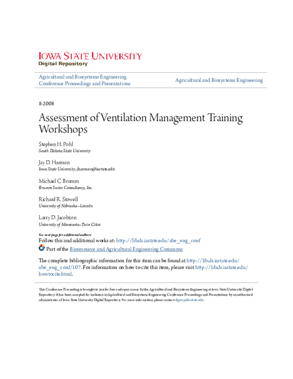 (PDF) Assessment of Ventilation Management Training Workshops