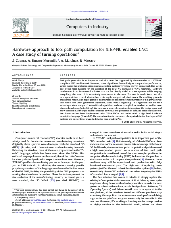 (PDF) Hardware Acceleration for STEP-NC Tool Path Generation
