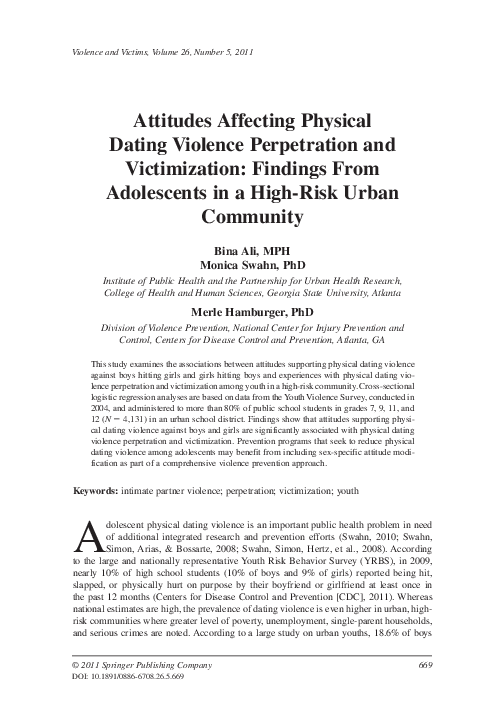 (PDF) Attitudes Affecting Physical Dating Violence Perpetration and ...