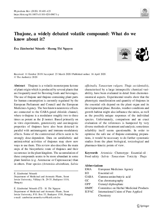 (PDF) Thujone, a widely debated volatile compound: What do we know ...