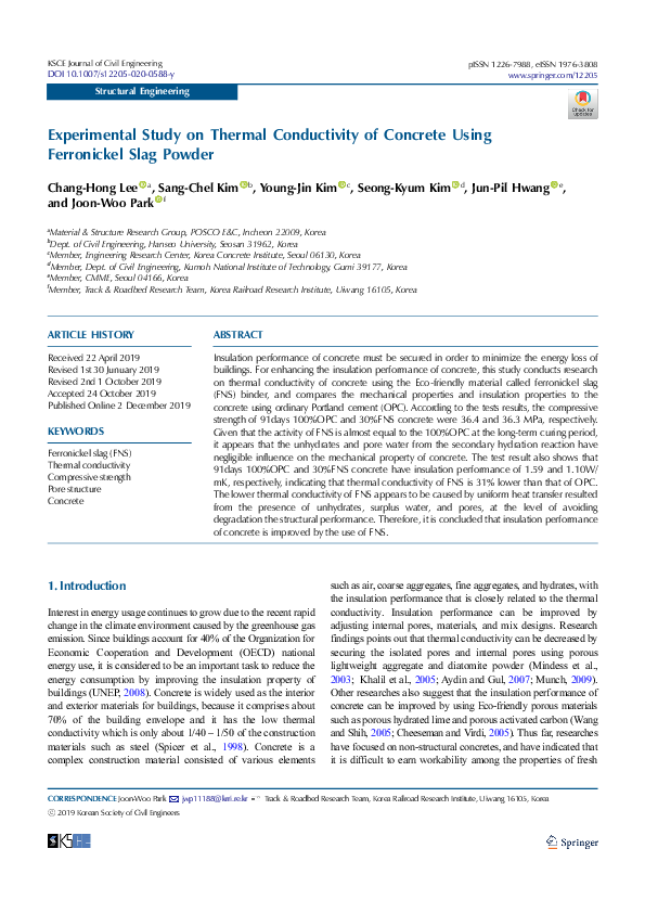 (PDF) Experimental Study on Thermal Conductivity of Road Concrete