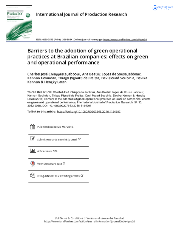 (PDF) Barriers to the adoption of green operational practices at ...