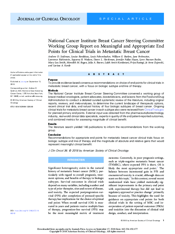 (PDF) National Cancer Institute Breast Cancer Steering Committee ...