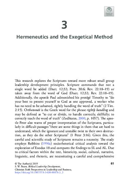 (PDF) Hermeneutics and the Exegetical Method