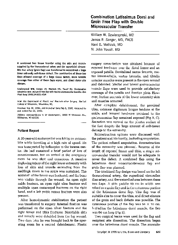 (PDF) Combination Latissimus Dorsi and Groin Free Flap with Double ...