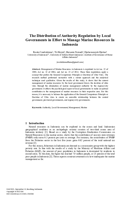 (PDF) The Distribution of Authority Regulation by Local Governments in ...
