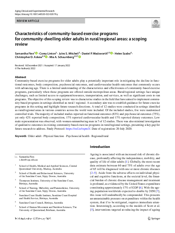 (PDF) Characteristics of community-based exercise programs for ...