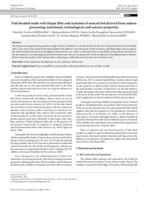 (PDF) Fish breaded made with tilapia fillet and inclusion of minced ...