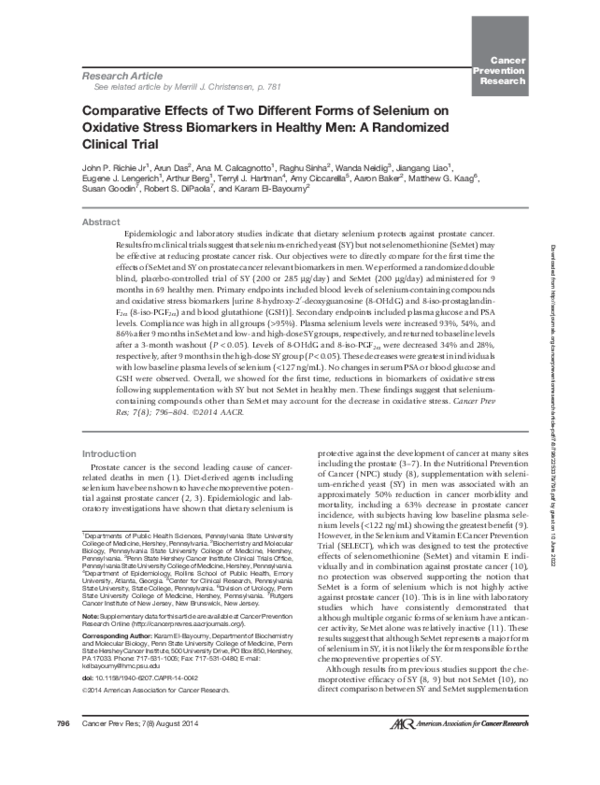 (PDF) Comparative effects of two different forms of selenium on oxidative stress biomarkers in ...