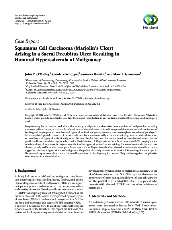 (PDF) Squamous Cell Carcinoma (Marjolin’s Ulcer) Arising in a Sacral ...