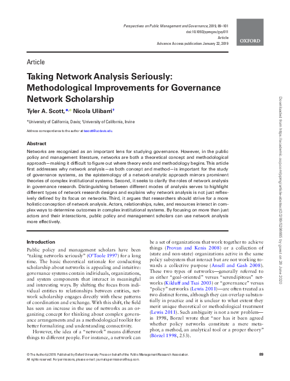 (PDF) Taking Network Analysis Seriously: Methodological Improvements ...