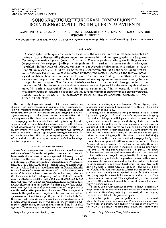 (PDF) Sonographic Urethrogram: Comparison to Roentgenographic ...