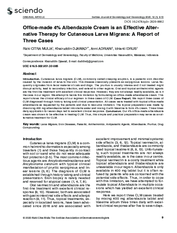 (PDF) Office-made 4% Albendazole Cream is an Effective Alternative ...