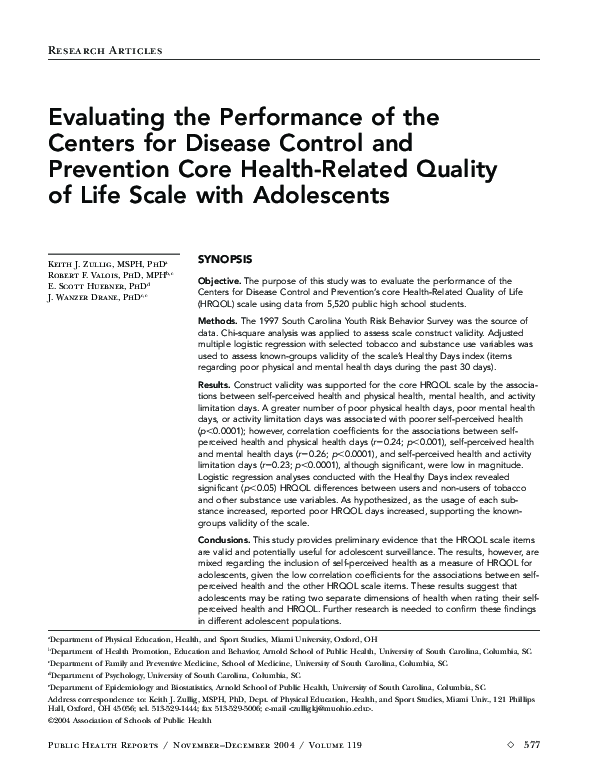 (PDF) Evaluating the Performance of the Centers for Disease Control and ...