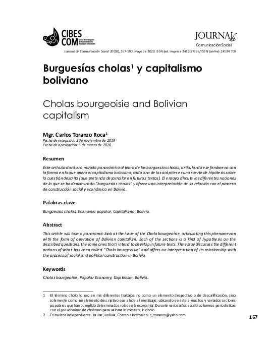 (PDF) Burguesías cholas y capitalismo boliviano