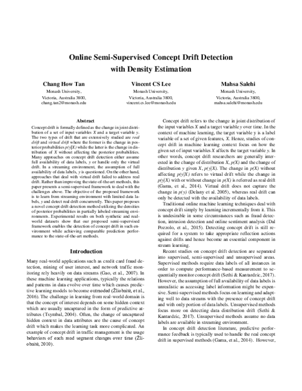 Pdf Online Semi Supervised Concept Drift Detection With Density Estimation