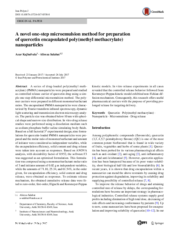 (PDF) A novel one-step microemulsion method for preparation of ...
