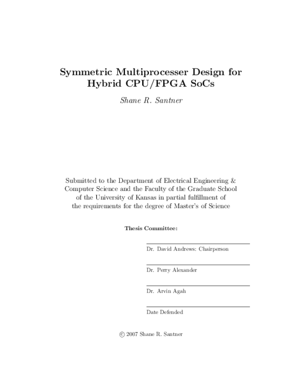 Pdf Symmetric Multiprocessor Design For Hybrid Cpu Fpga Socs