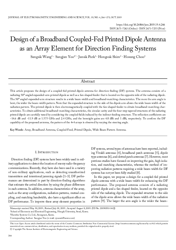(PDF) Design of a Broadband Coupled-Fed Printed Dipole Antenna as an Array Element for Direction ...