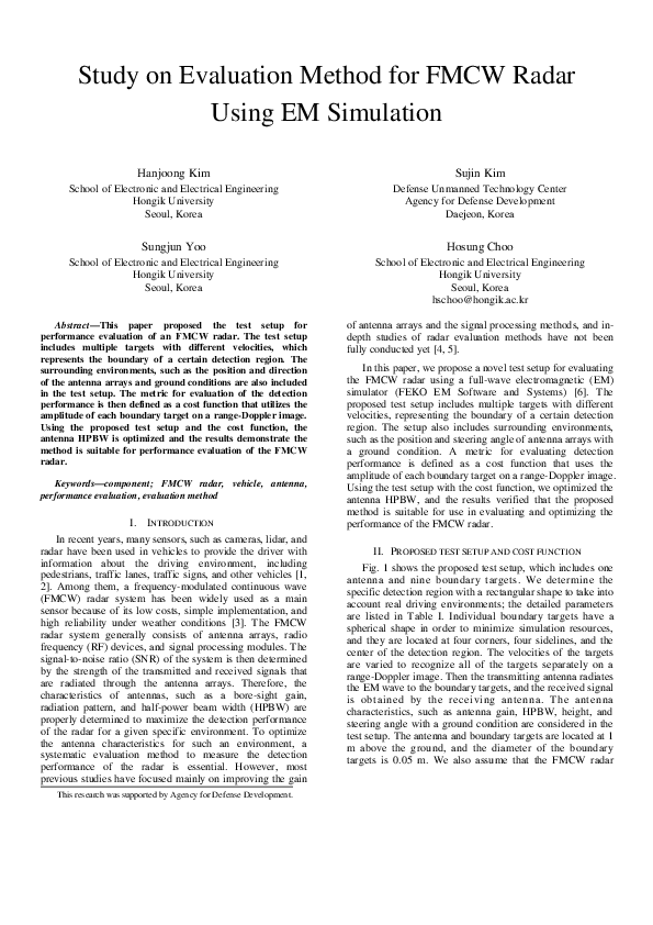 (PDF) Study on evaluation method for FMCW radar using EM simulation