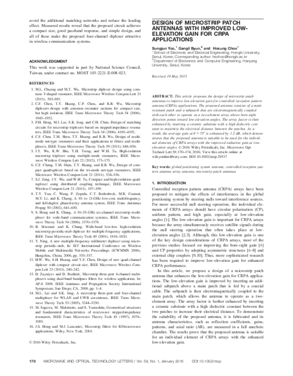 (PDF) Design of microstrip patch antennas with improved low-elevation ...