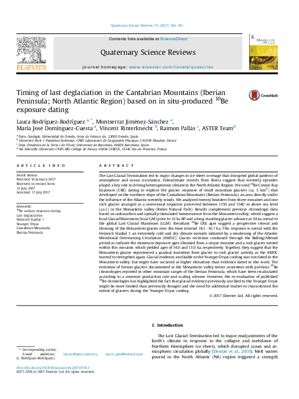 (PDF) Timing of last deglaciation in the Cantabrian Mountains (Iberian ...