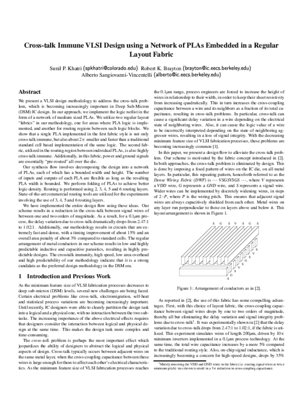 (PDF) Cross-talk immune VLSI design using a network of PLAs embedded in ...